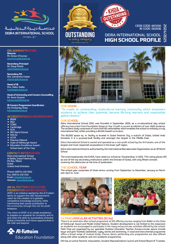 Brochures and Factsheets - Deira International School (DIS) - Dubai ...